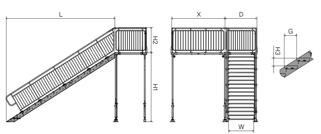 Steel container stairs and staircases 2kN - TLC EU Steel Equipment ...