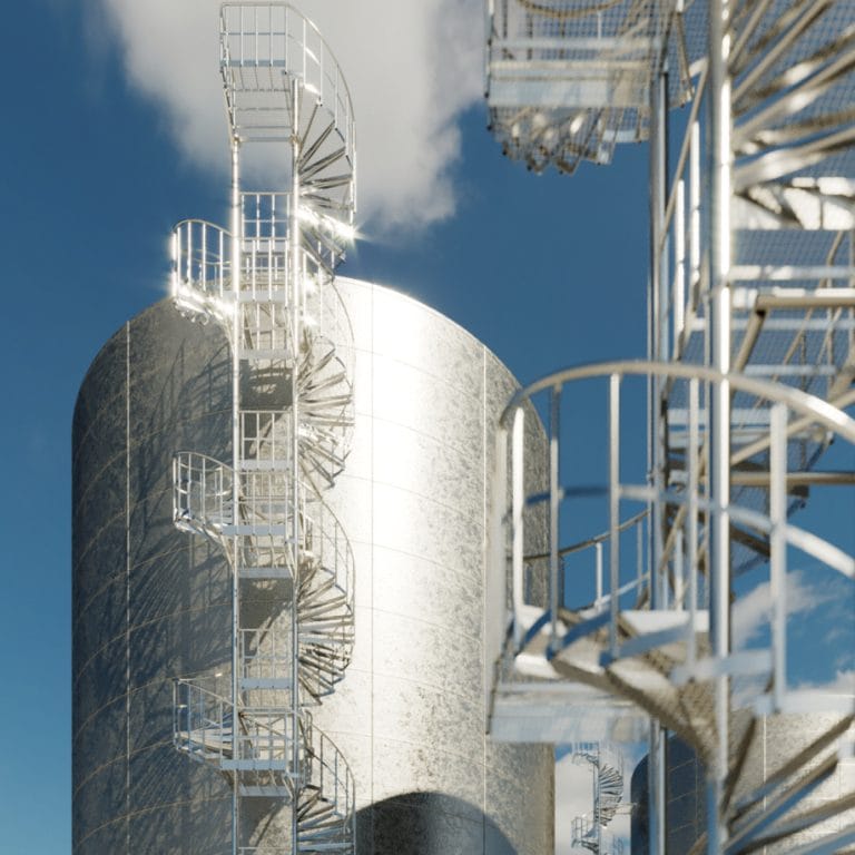 Spiral stairs for tanks - TLC EU Steel Equipment | Design & Production